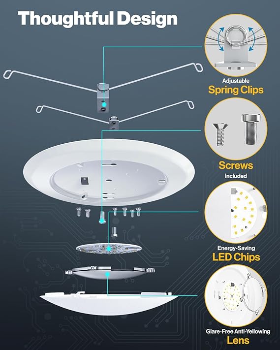 Sunco Lighting 24 Pack 5/6″ LED Disk Lights Flush Mount Ceiling Light ...