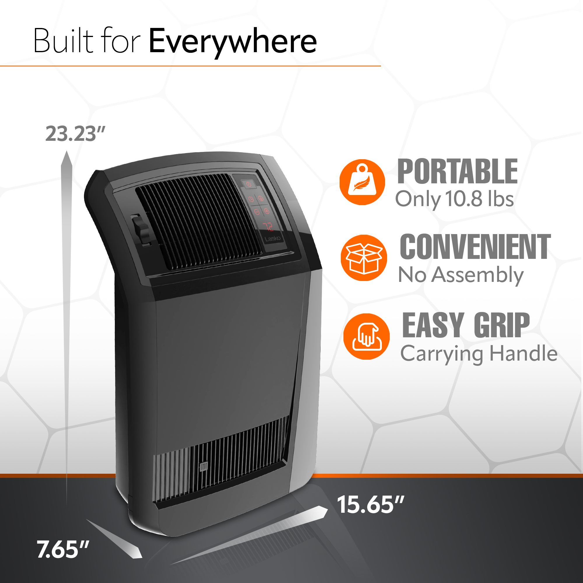 Lasko 24″ 1500W Cyclonic Ceramic Console Electric Space Heater with ...