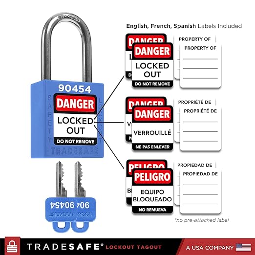 TRADESAFE Lockout Tagout Locks Set – 10 Blue Loto Locks, Lockout Locks ...