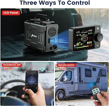 HCALORY 12V Portable Diesel Air Heater, 5KW All-in-One Diesel Parking ...
