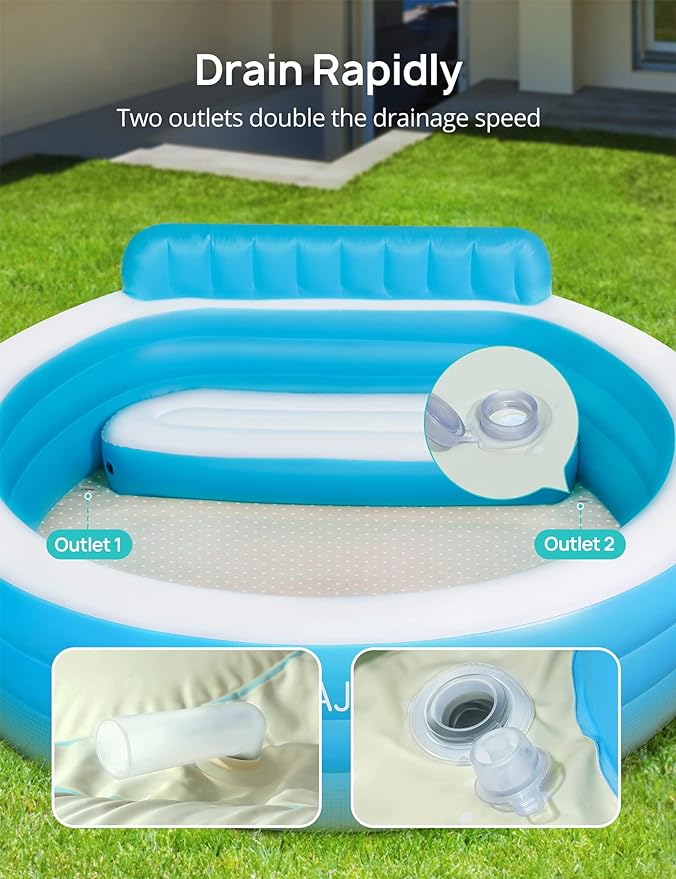 Evajoy Inflatable Pool, Full-Sized Inflatable Swimming Family Pool with ...