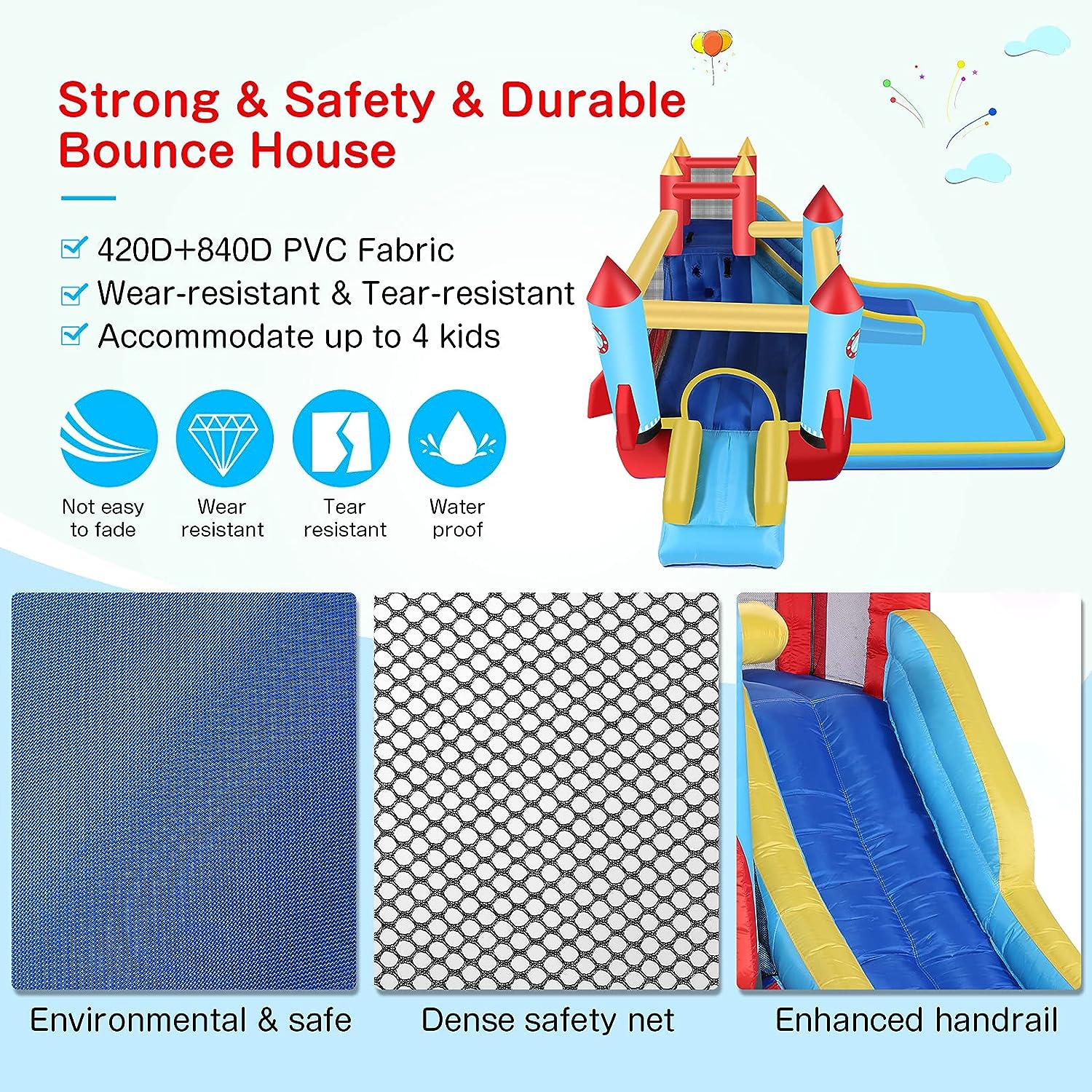 Qhomic 146”x 132” x 82” Inflatable Bounce House ***PLEASE SEE PRODUCT ...