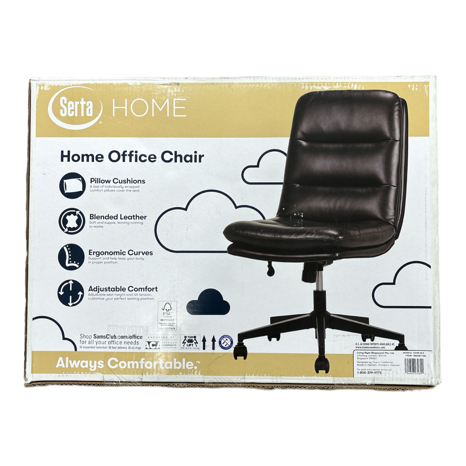 Serta Leather Armless Home Office Chair Black – DDAuctions